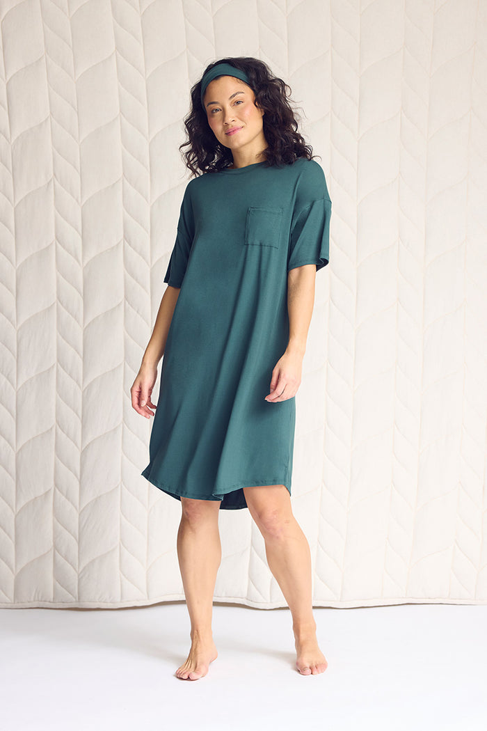 Bamboo Oversized Tee Nightie - Hunter Green - PJ Nightie