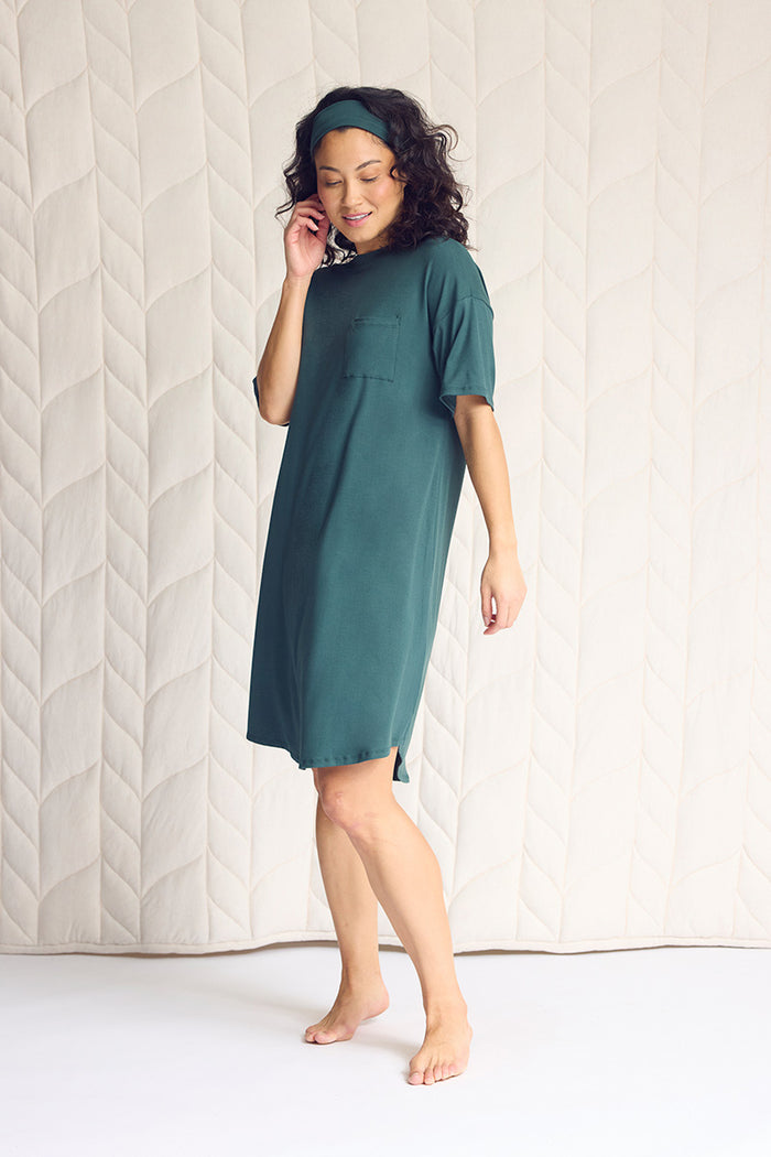 Bamboo Oversized Tee Nightie - Hunter Green - PJ Nightie