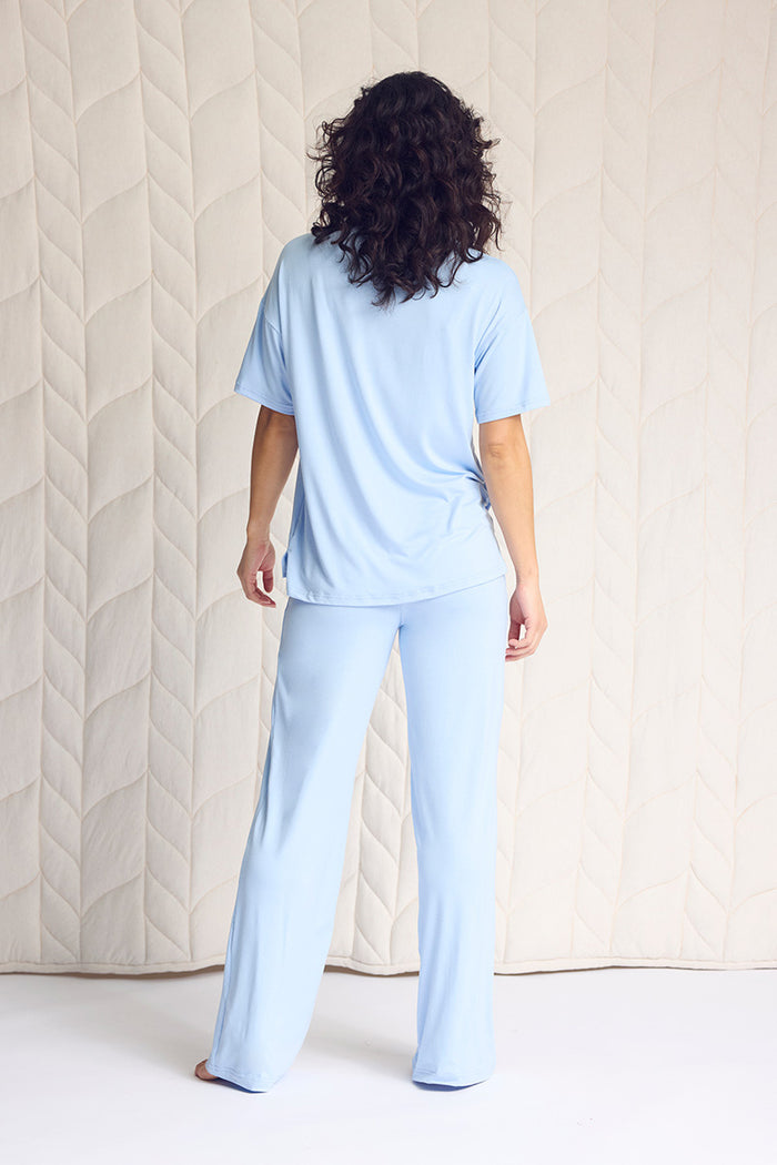 Bamboo Oversized Tee + Pajama Pant - Light Periwinkle Blue - PJ Short ...