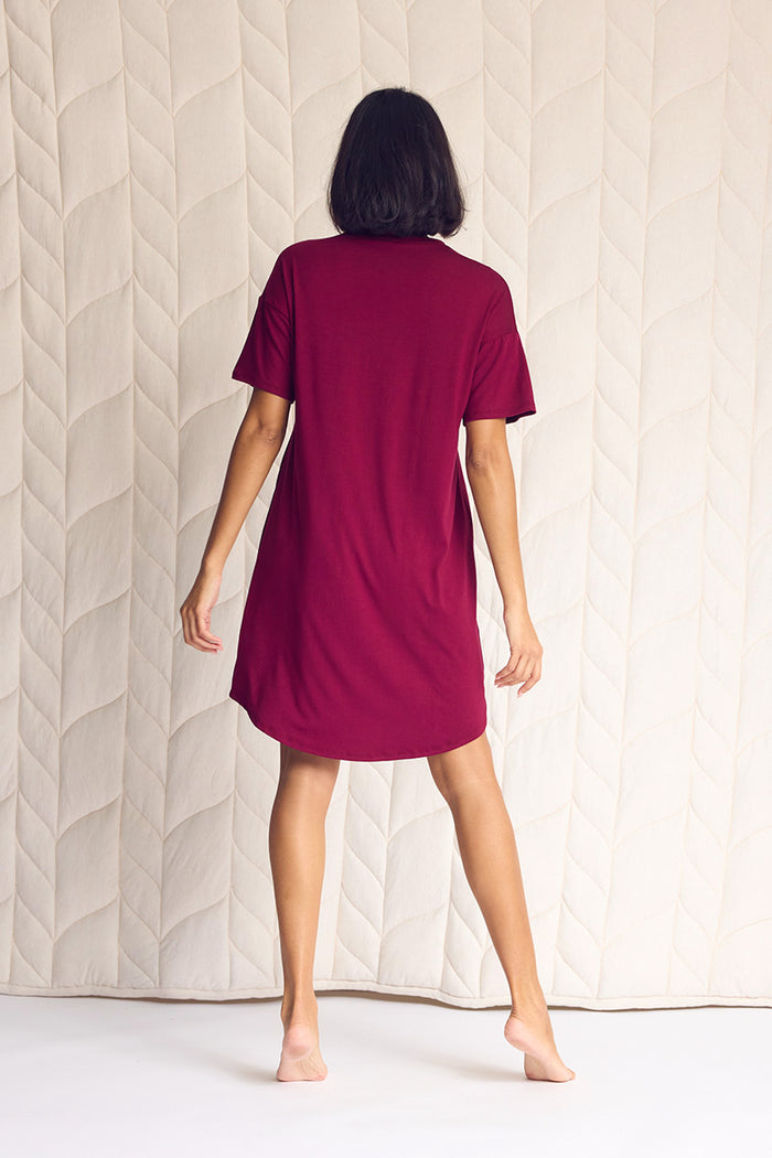 Bamboo Oversized Tee Nightie - Deep Raspberry - PJ Nightie