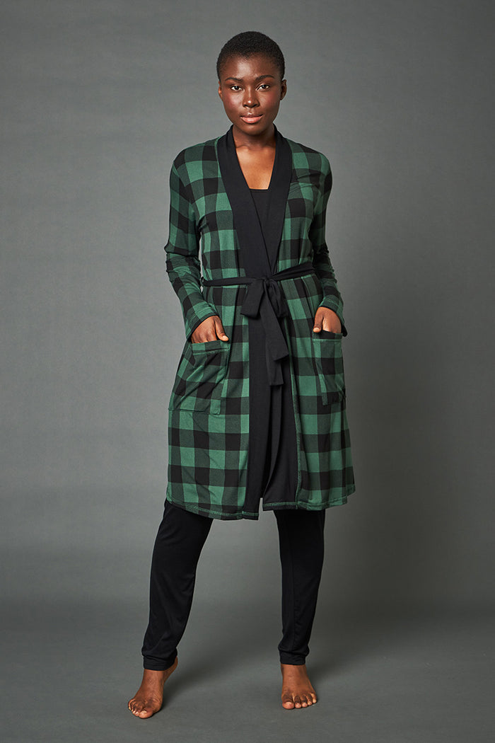 Bamboo Robe - Green Plaid - PJ Robe