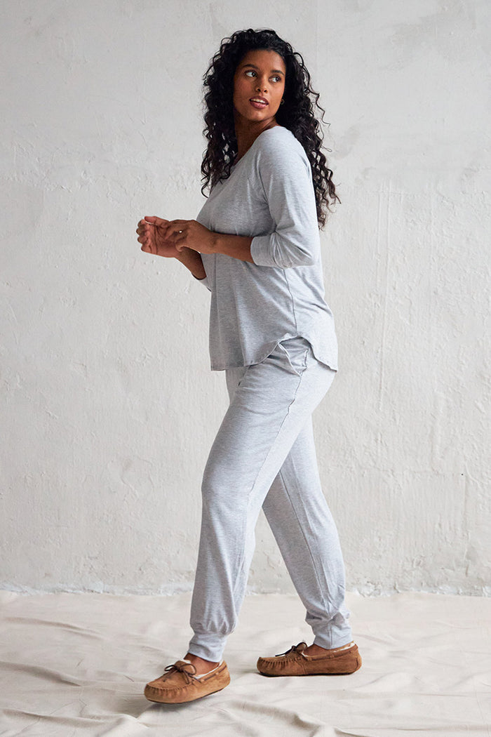 Bamboo Relaxed Long Sleeve Top + Harem Pant - Light Periwinkle Blue ...